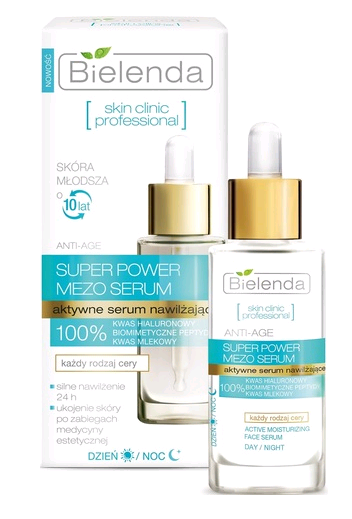 Bielenda Skin Clinic Professional - Super Power Mezo Serum Активная сыворотка с гиалуроновой и молочной кислотой (дневная/ночная) 30 мл.