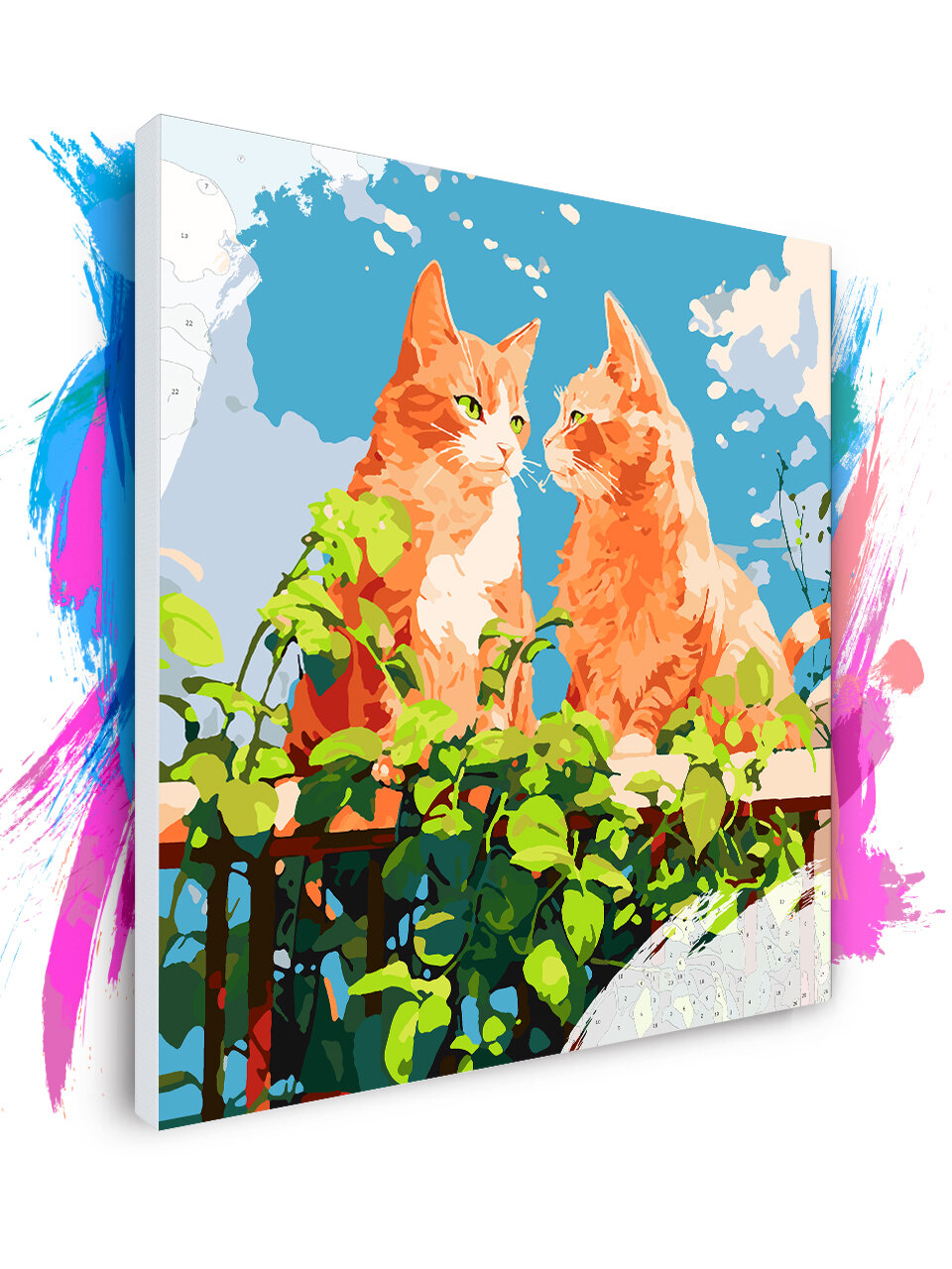 Картина по номерам на холсте Котики на прогулке, 40 х 40 см
