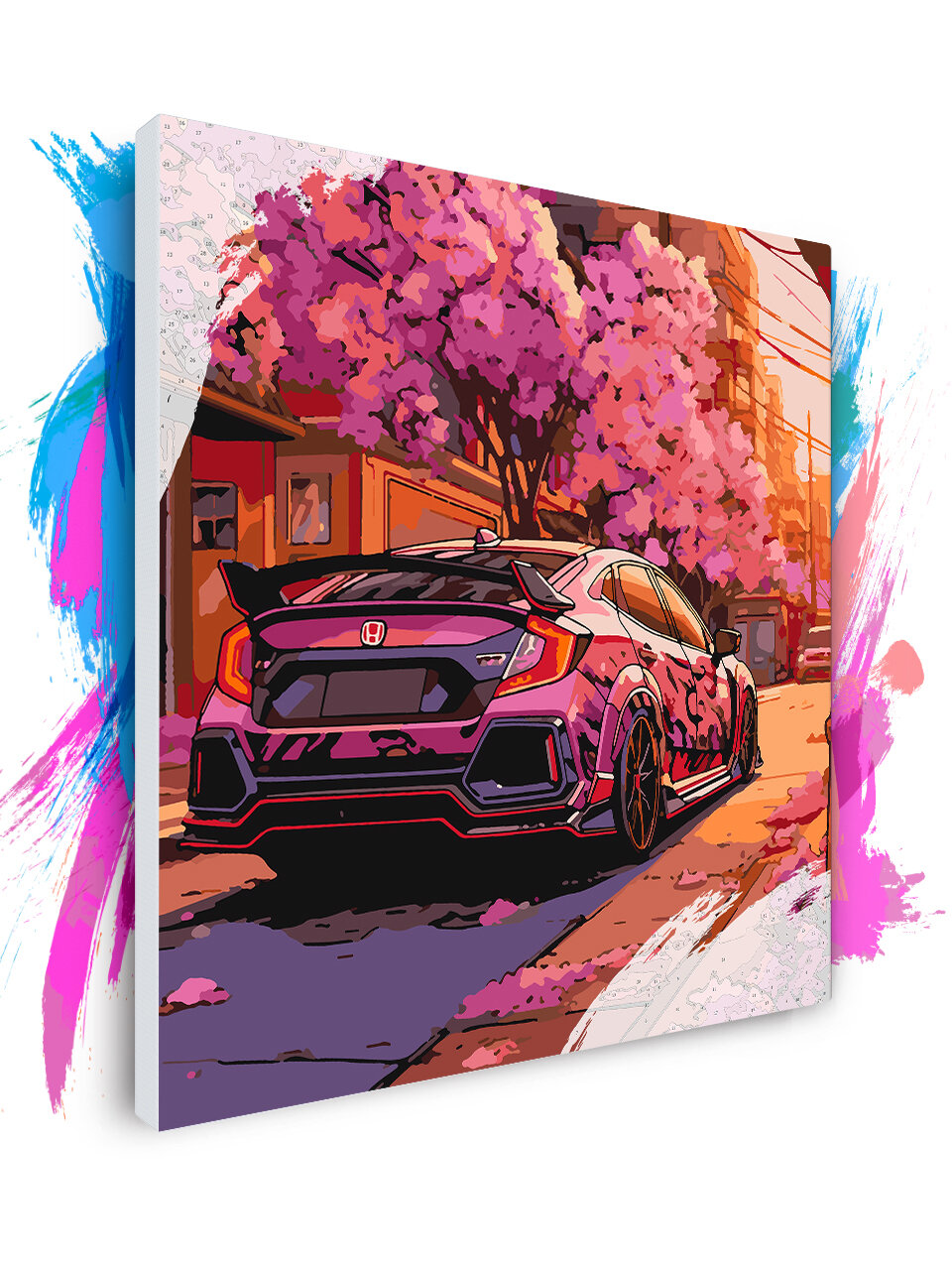 Картина по номерам на холсте Honda Civic type R, 90 х 90 см