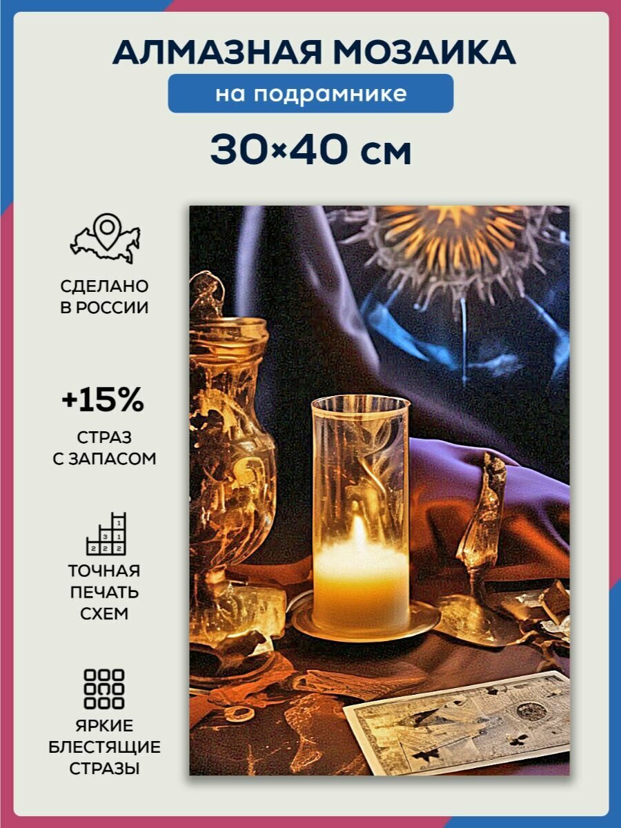 Алмазная мозаика 30x40 Гадание свеча на подрамнике