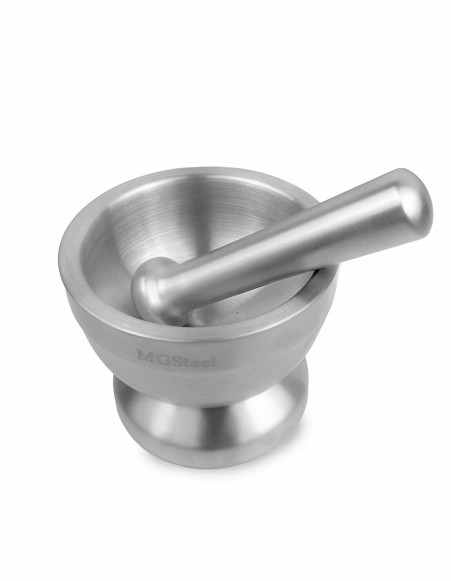 Ступка диаметр 11,8 см. высота 11 см. с пестиком, материал нержавеющая сталь, цвет серебристый