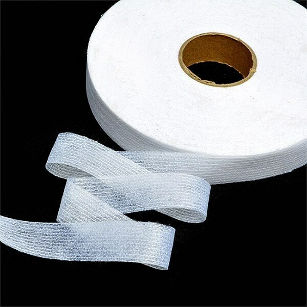 Лента клеевая нитепрошивная по долевой 20мм (лента для укрепления швов) цв. белый (100 метров)