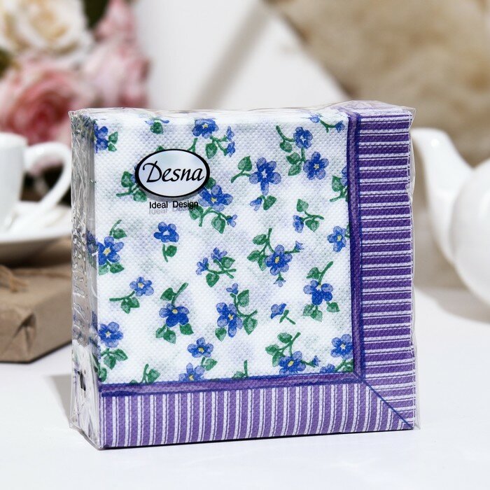 Салфетки бумажные DESNA Design 40шт 1слой Фиалки 24*24 см