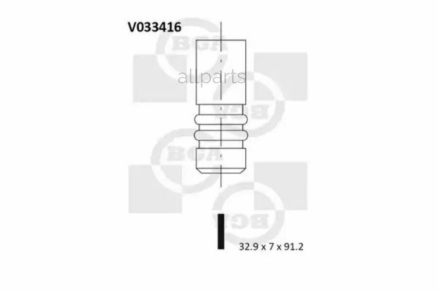 BGA V033416 Клапан двигателя выпускной [32.9x7.0x91.2] AUDI 80, 100, A4, A6, A8 / SEAT CORDOBA, IBIZA / SKODA FABIA, OCTAVIA / VW BORA, GOLF, PASSAT, POLO, SHARAN, TRANSPORTER 1.6-2.8 88-17