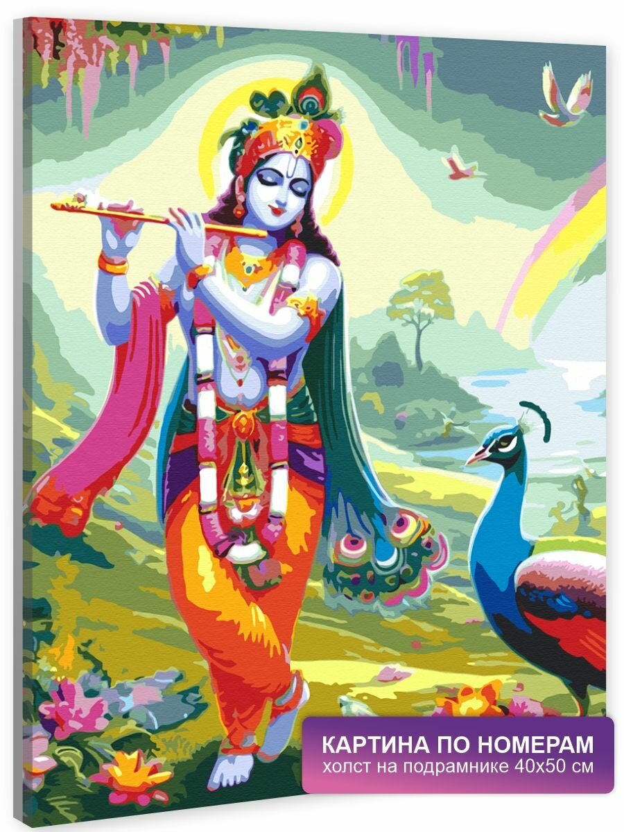 Картина по номерам на холсте с подрамником 40х50 см. Мир, вселенная, человек, люди. "Кришна", арт. 4673/