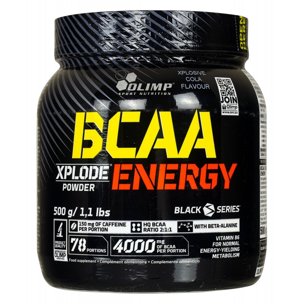 Аминокислоты BCAA Olimp BCAA Xplode Energy, 500 г, Вкус Xplosion Cola / Взрывная Кола