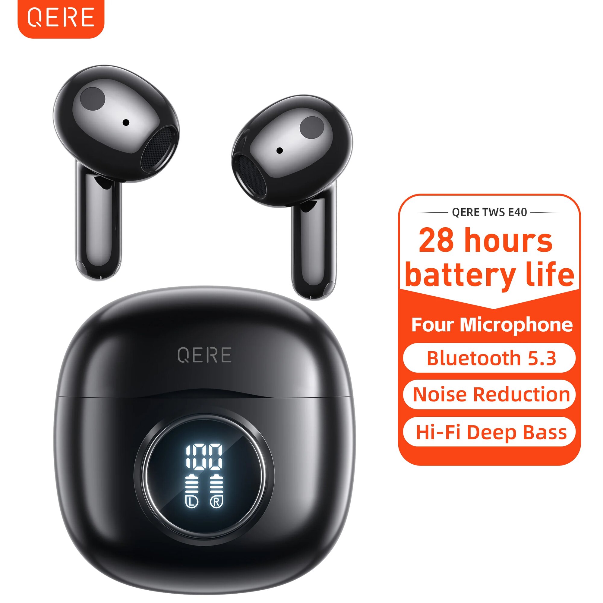 Беспроводные наушники QERE E40, черные