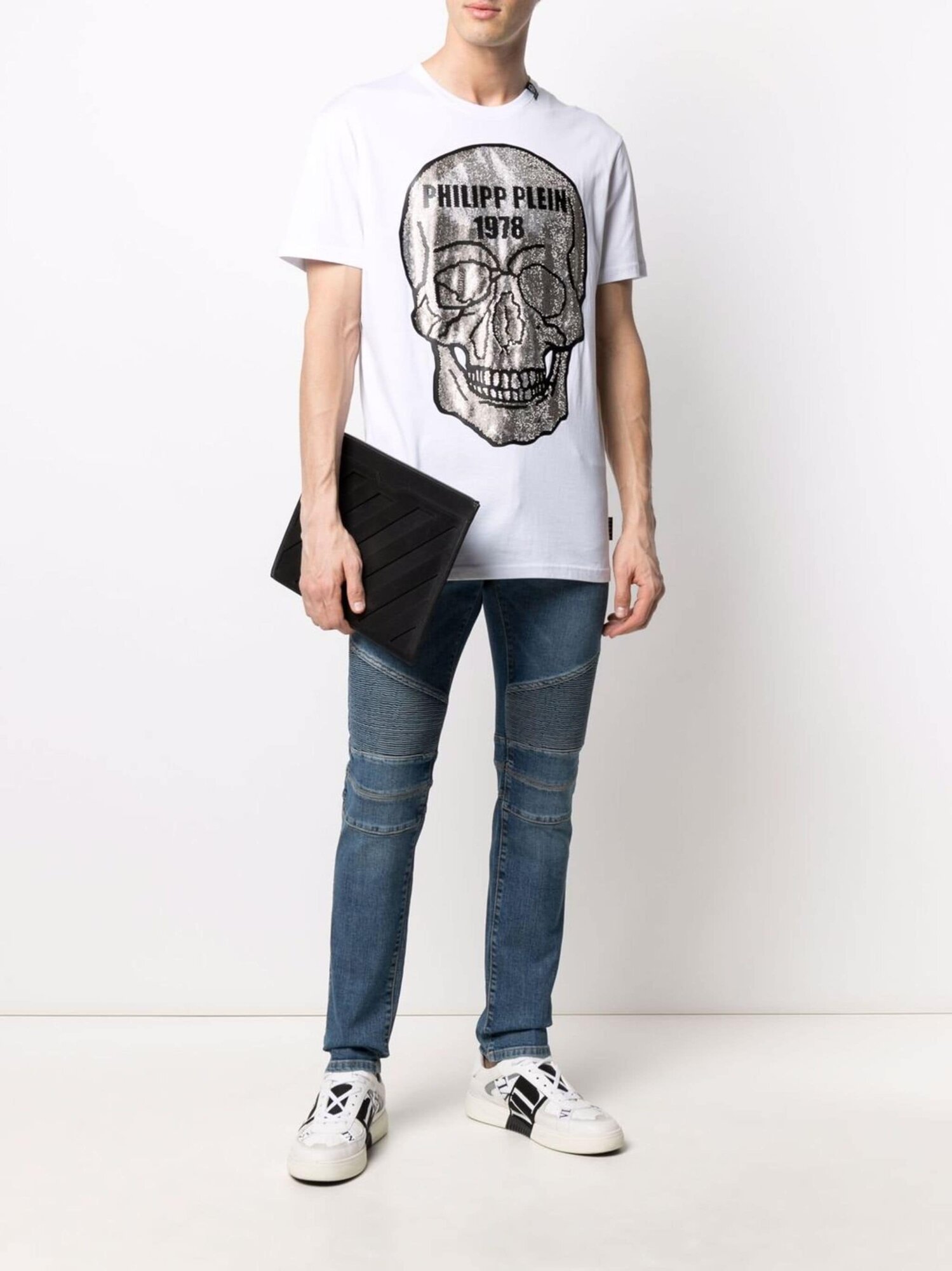 Футболка PHILIPP PLEIN Skull, размер 52, бежевый/белый — фото 1