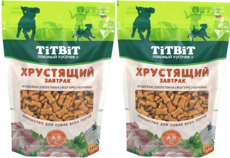 Titbit Лакомство для собак Хрустящий завтрак с индейкой, 700 г, 2 шт