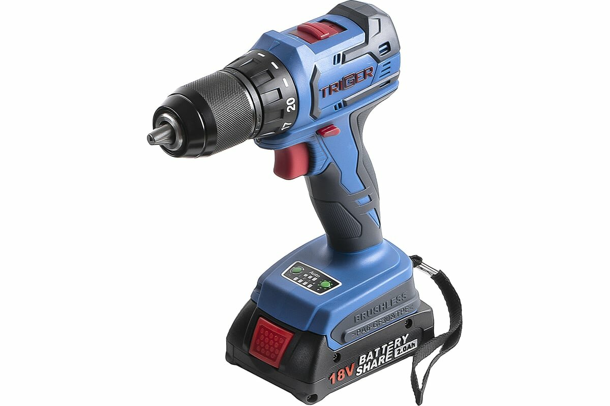 Триггер 20111 Дрель аккумуляторная/шуруповерт бесщеточн. Li-ION 13мм 18V 2аккум2,0Ач кейс тов-199689