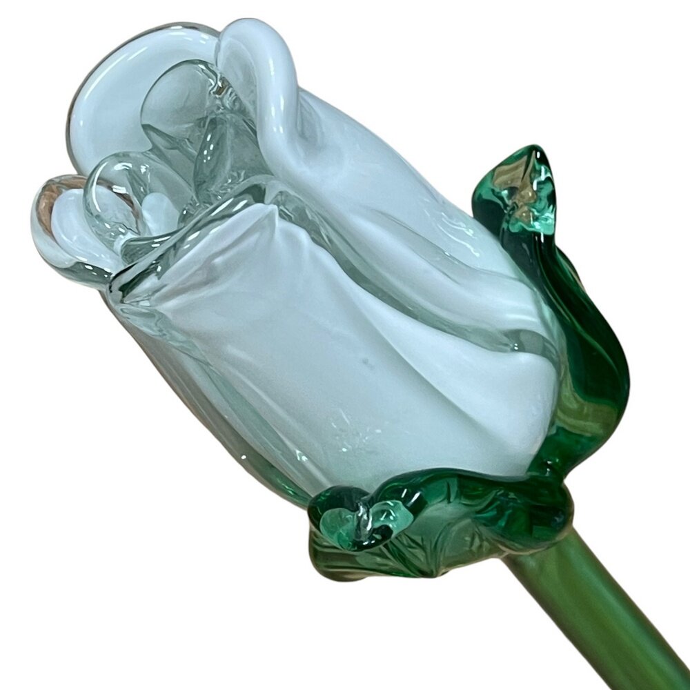 Роза белая (бутон), 50 см, стекло венецианское, 1980-1990 гг, Murano, Италия