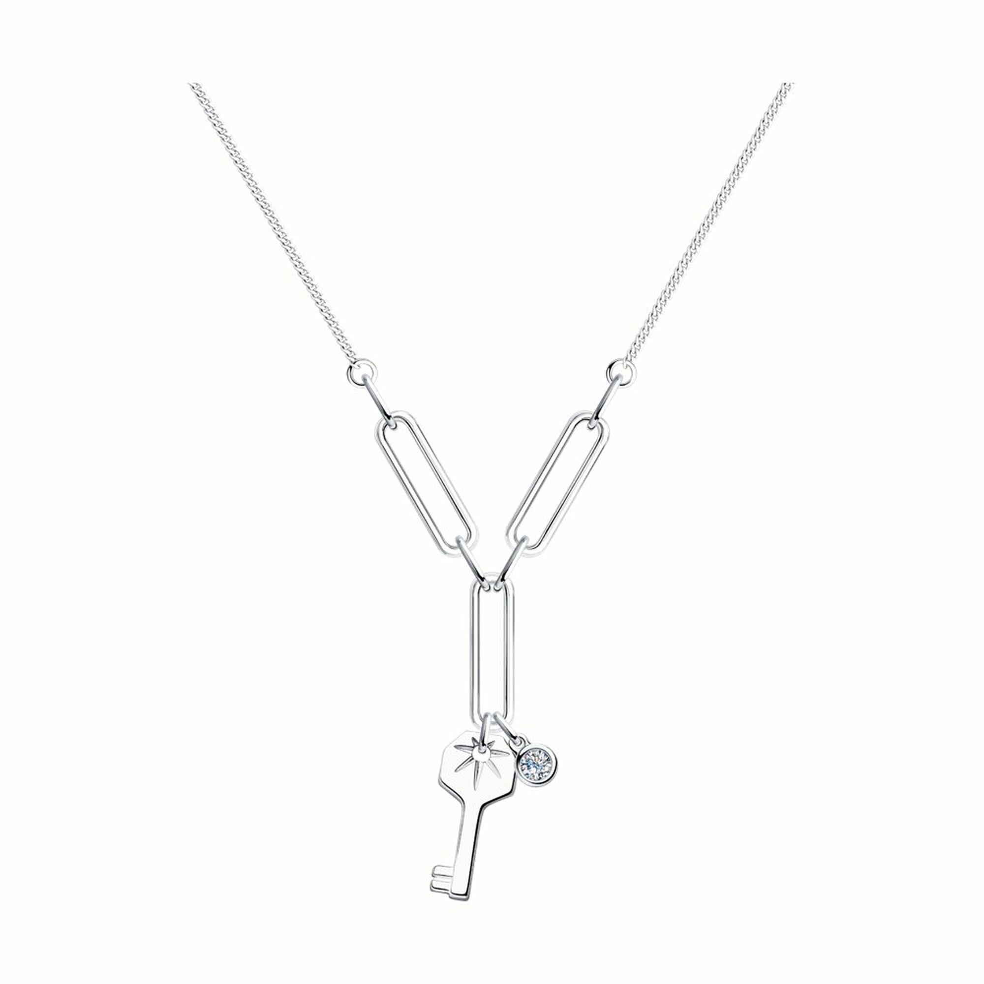 Колье, серебро, 925 проба, родирование, фианит