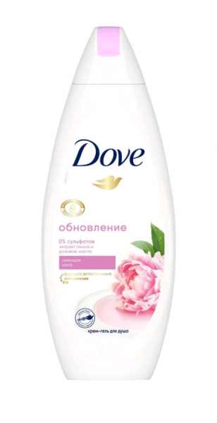 Dove Обновление Крем-гель для душа "экстракт пиона и Розовое масло" 250 мл.