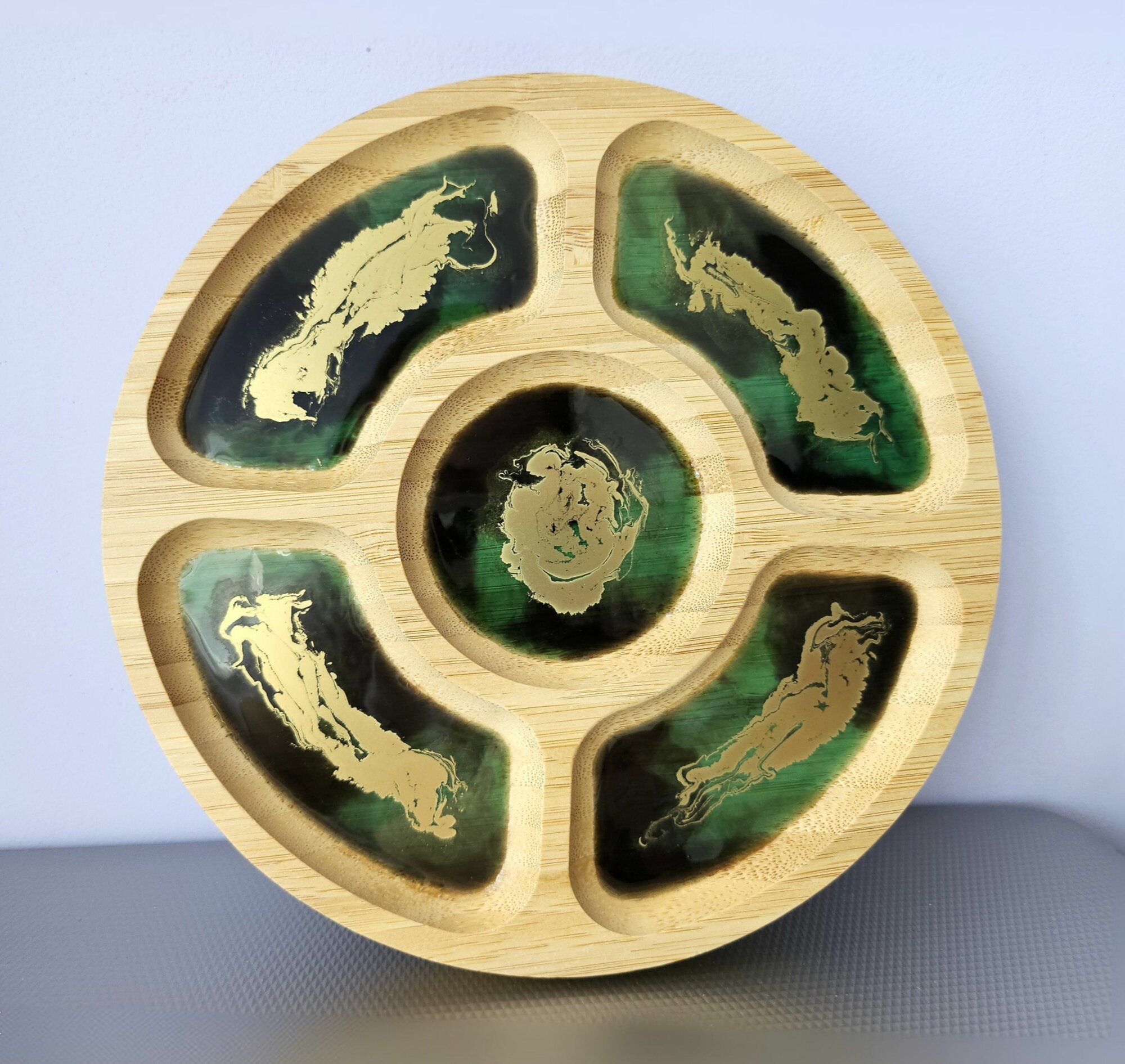 Менажница, 19,5 см, 5 секций, бамбук