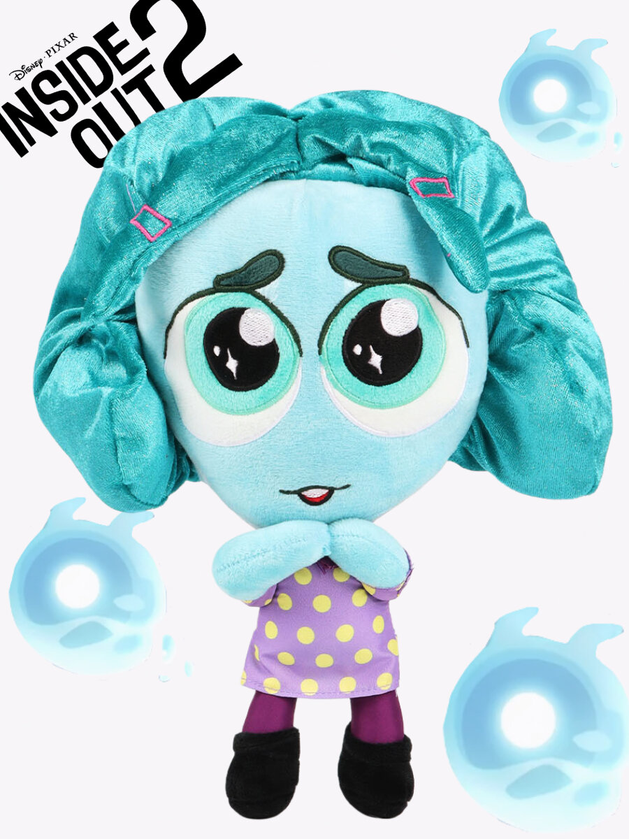 Игрушка мягкая Зависть из мультфильма Головоломка, плюш, вельвет, 30 см, голубая, фиолетовая