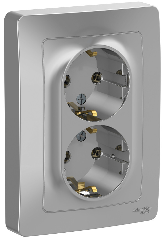 Розетка силовая штепсельная Systeme Electric / Систем Электрик BLANCA, 16А 250В IP20 алюминий, с заземляющим контактом BLNRS001023 / электрооборудование