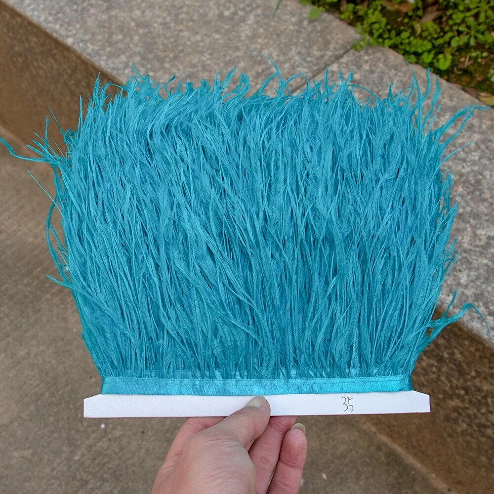 Лента с перьями страуса Pore blue 8-10 см