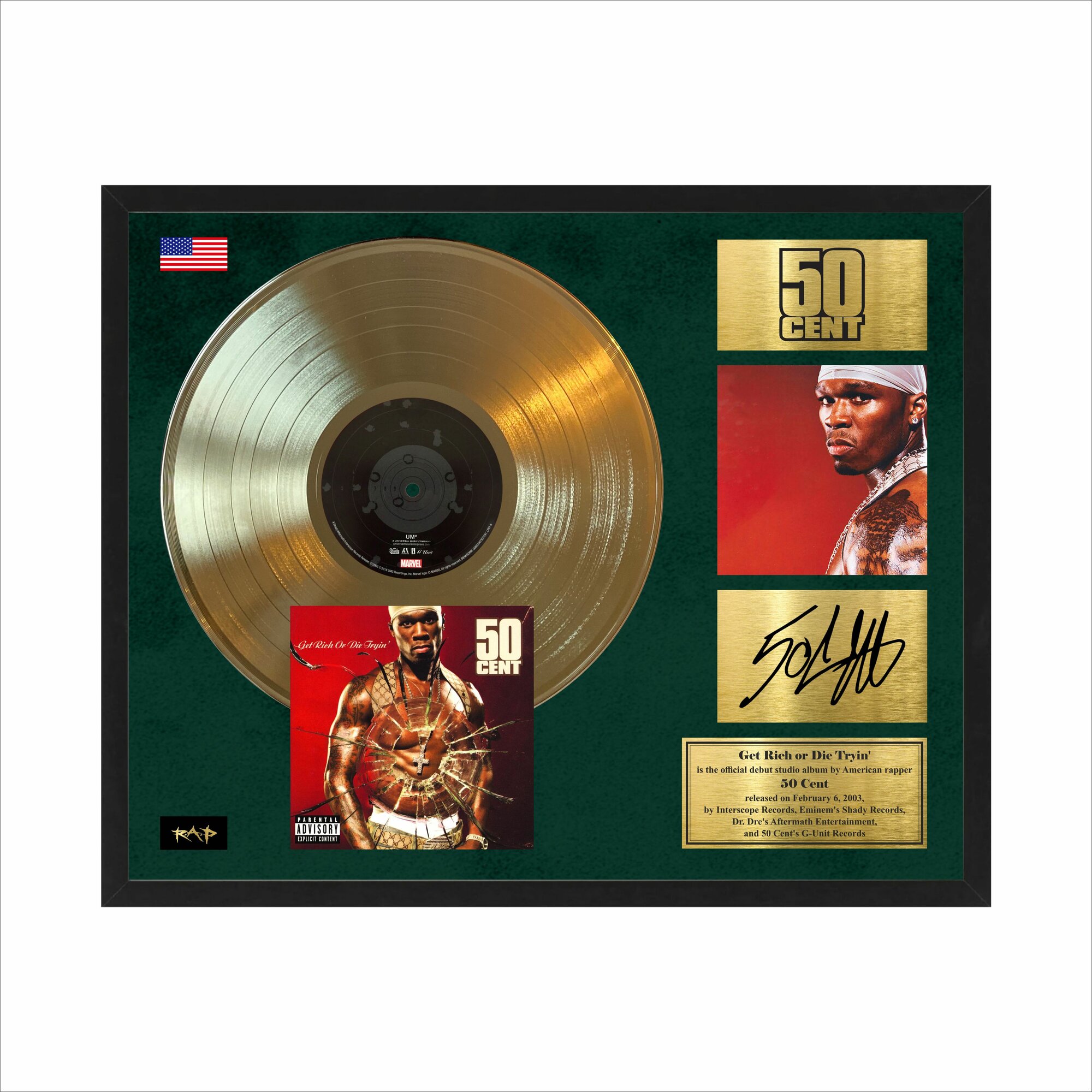 Картина с золотым диском 50 Cent