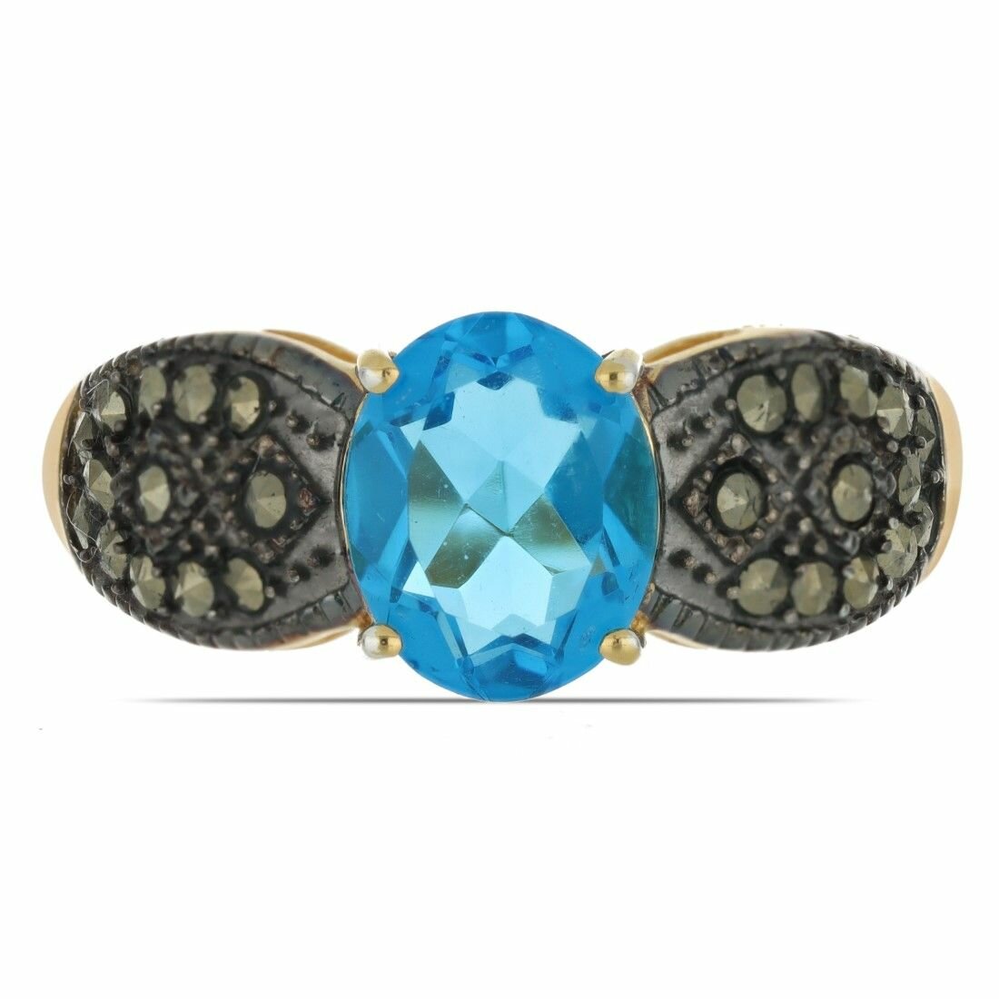 Кольцо, серебро, 925 проба, кристалл, марказит