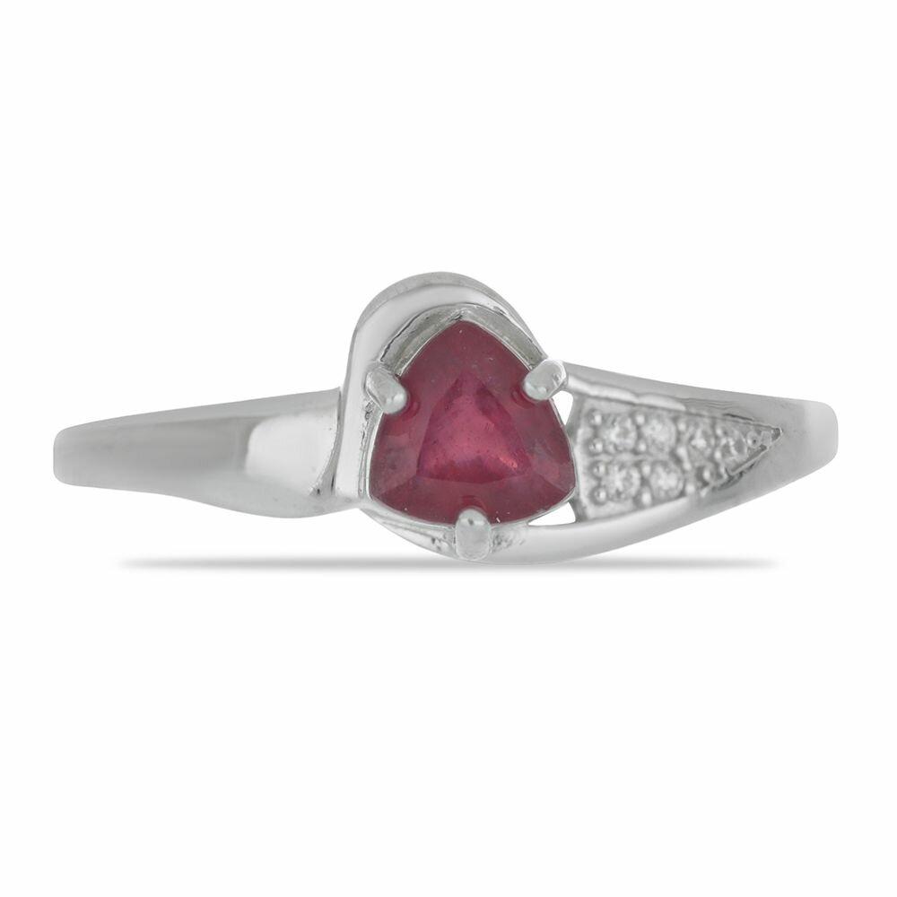 Кольцо, серебро, 925 проба, родирование, рубин, циркон