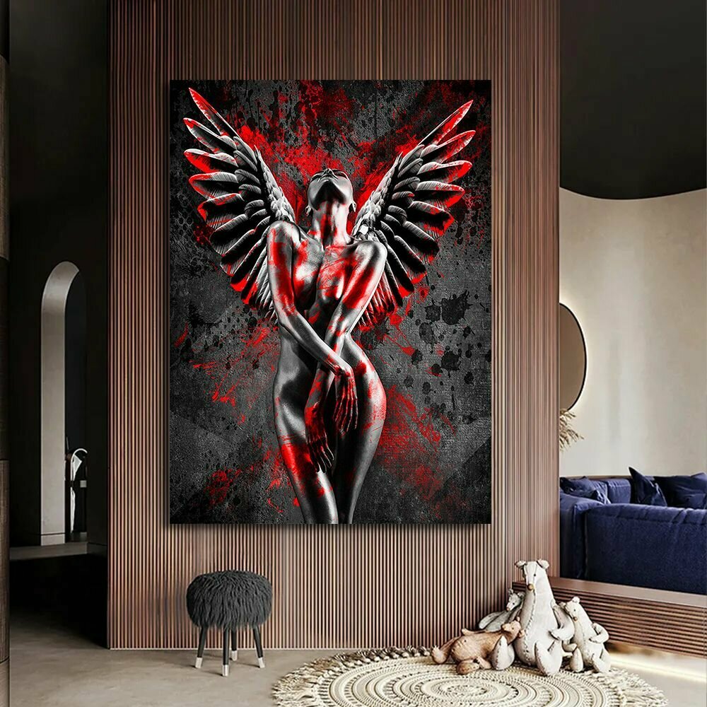 Картина 18+, картина голая девушка Ангел, 20х30 см.