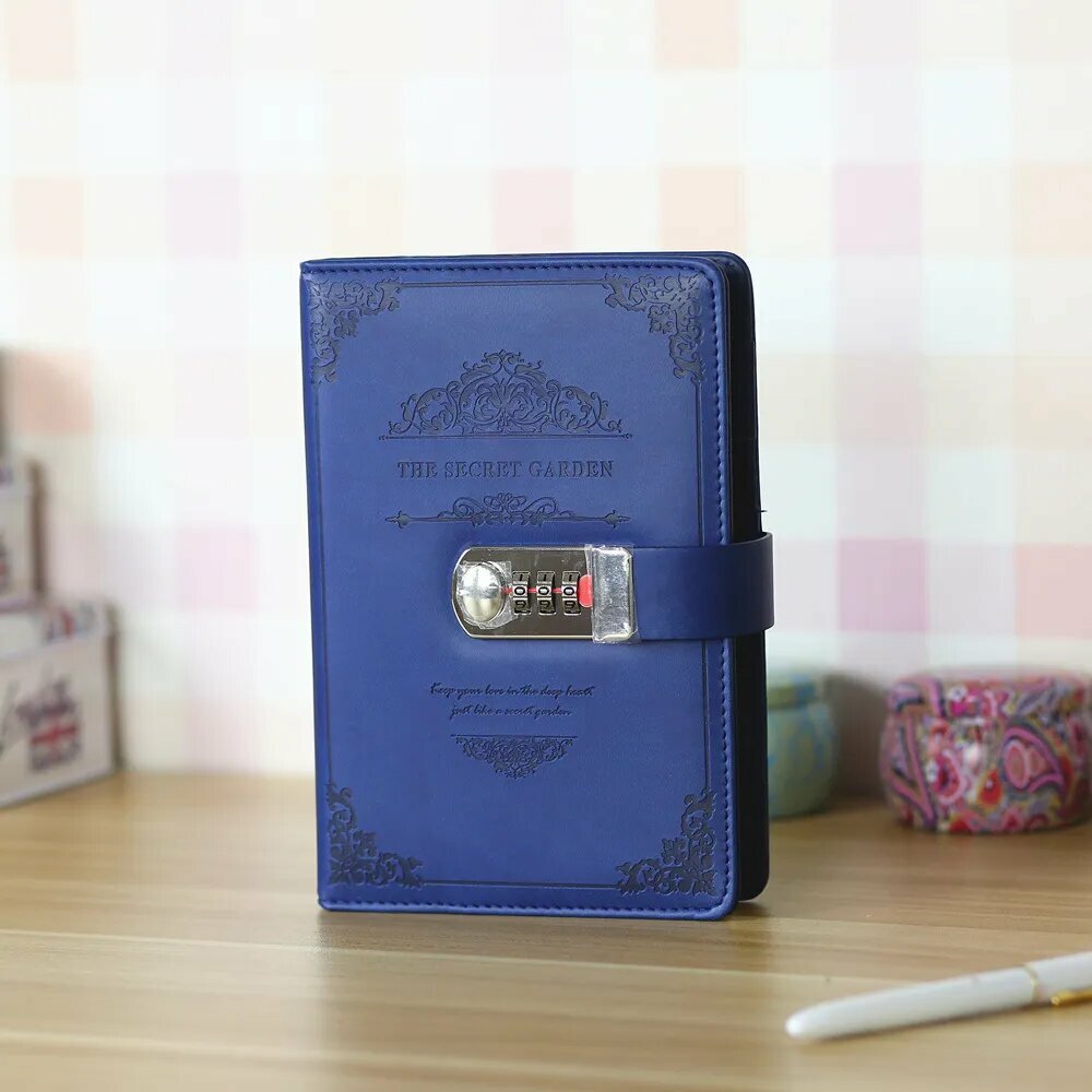 Блокнот с кодовым замком, в подарочной упаковке, синий