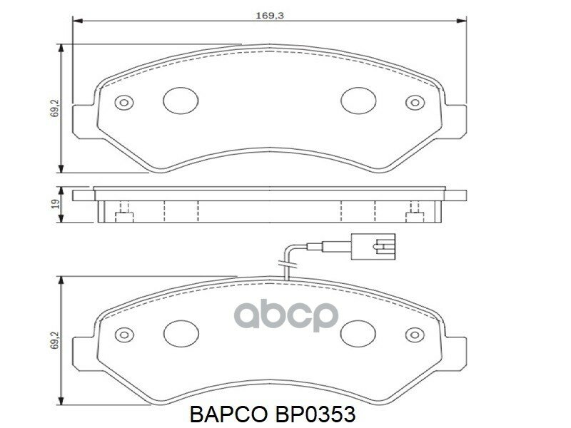 Колодки тормозные дисковые передние BAPCO арт. BP0353