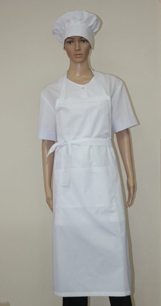 Фартук поварской цельнокройный с регулируемой брителью белый (ткань плащевая)