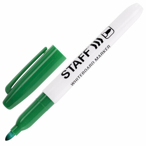 Маркер стираемый для белой доски зеленый, STAFF "EVERYDAY", 2,5 мм, тонкий корпус, 151096
