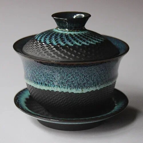 Бирюзовая керамическая чайная чашка 180 мл JINGDE TEA SET