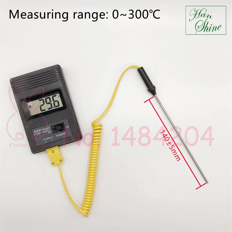 Цифровой термометр Han Shine TM-902C, 0-300°C, желтый