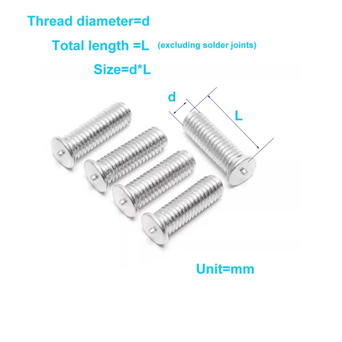 Алюминиевые сварочные винты M3M4M5M6M8 100pcs M5X20