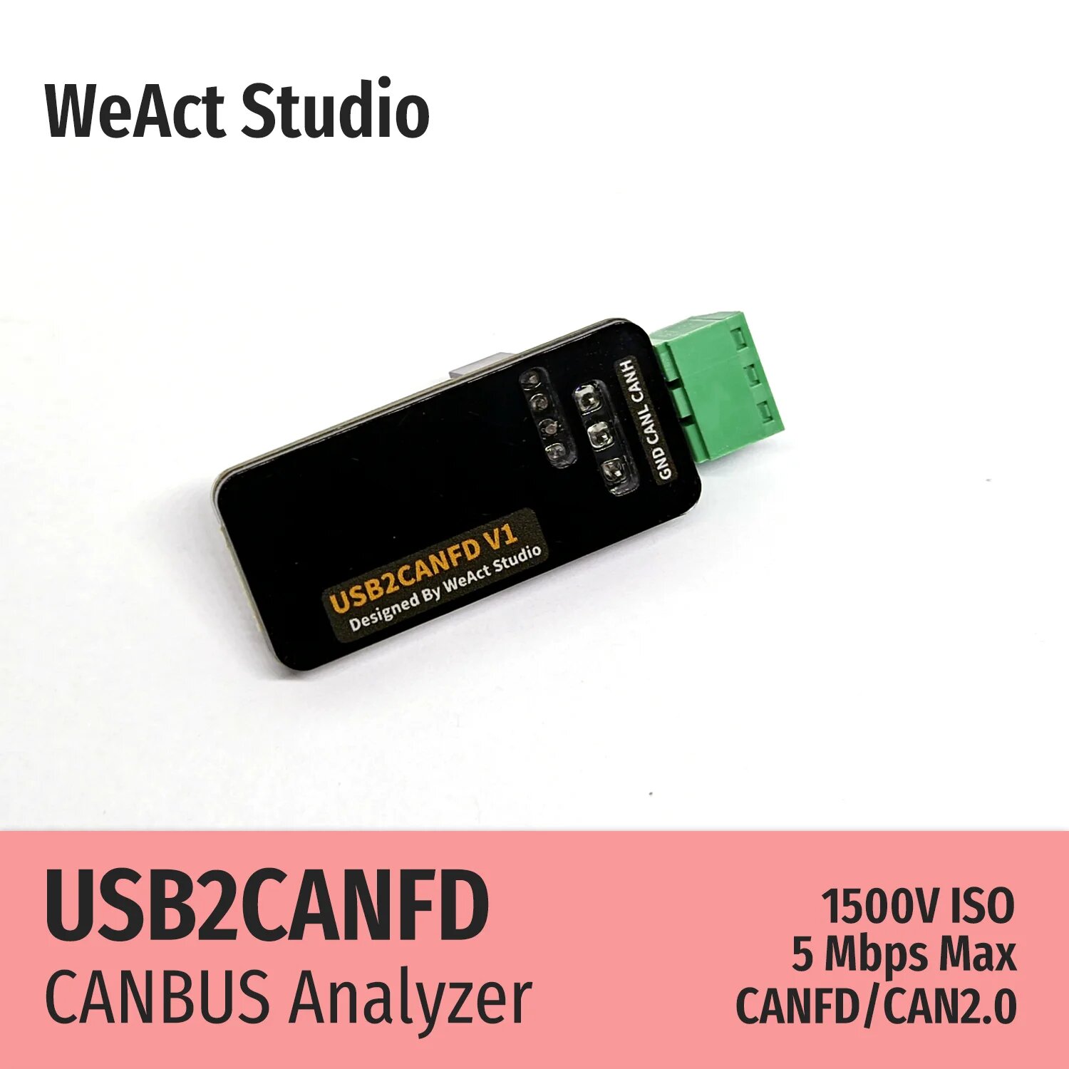 WeAct USB2CANFD CANBUS Analyzer 1500V ISO 5 Mbps — фото 1