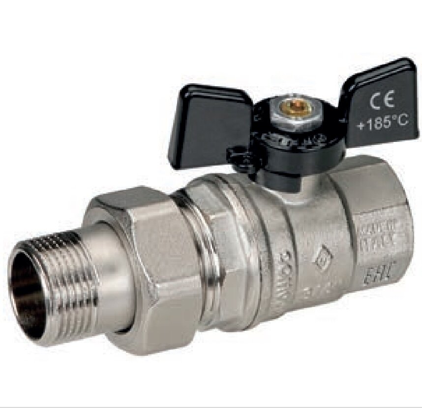 Кран шаровый американка 322 3/4" НР/ВР ручка-бабочка Bugatti Oregon