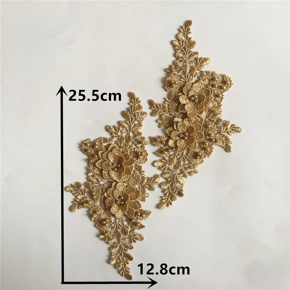 Разноцветная пара цветочных вырезов из АБС-пластика с жемчугом, 3D вышивка стразами, кружевная ткань для платья, сделай сам, шитье, свадебные аппликации, аксессуары
