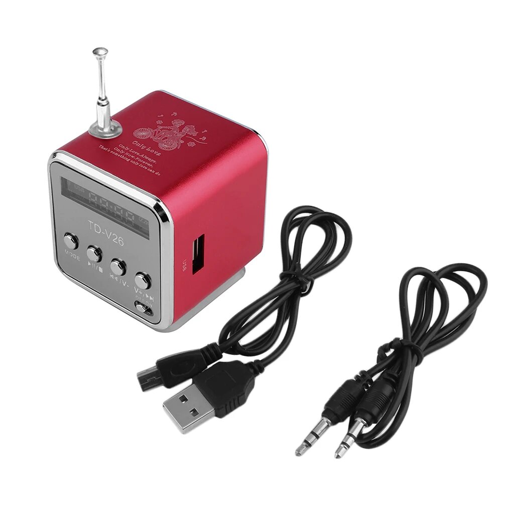 Портативный радиоприемник TD-V26 Red с USB и FM
