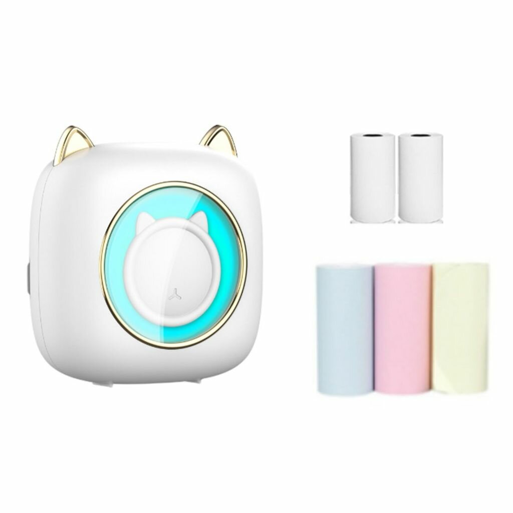Портативный мини-принтер C23 с Bluetooth (с накоплением)-c23 2 рулона термобумаги 3 рулона цветной бумаги
