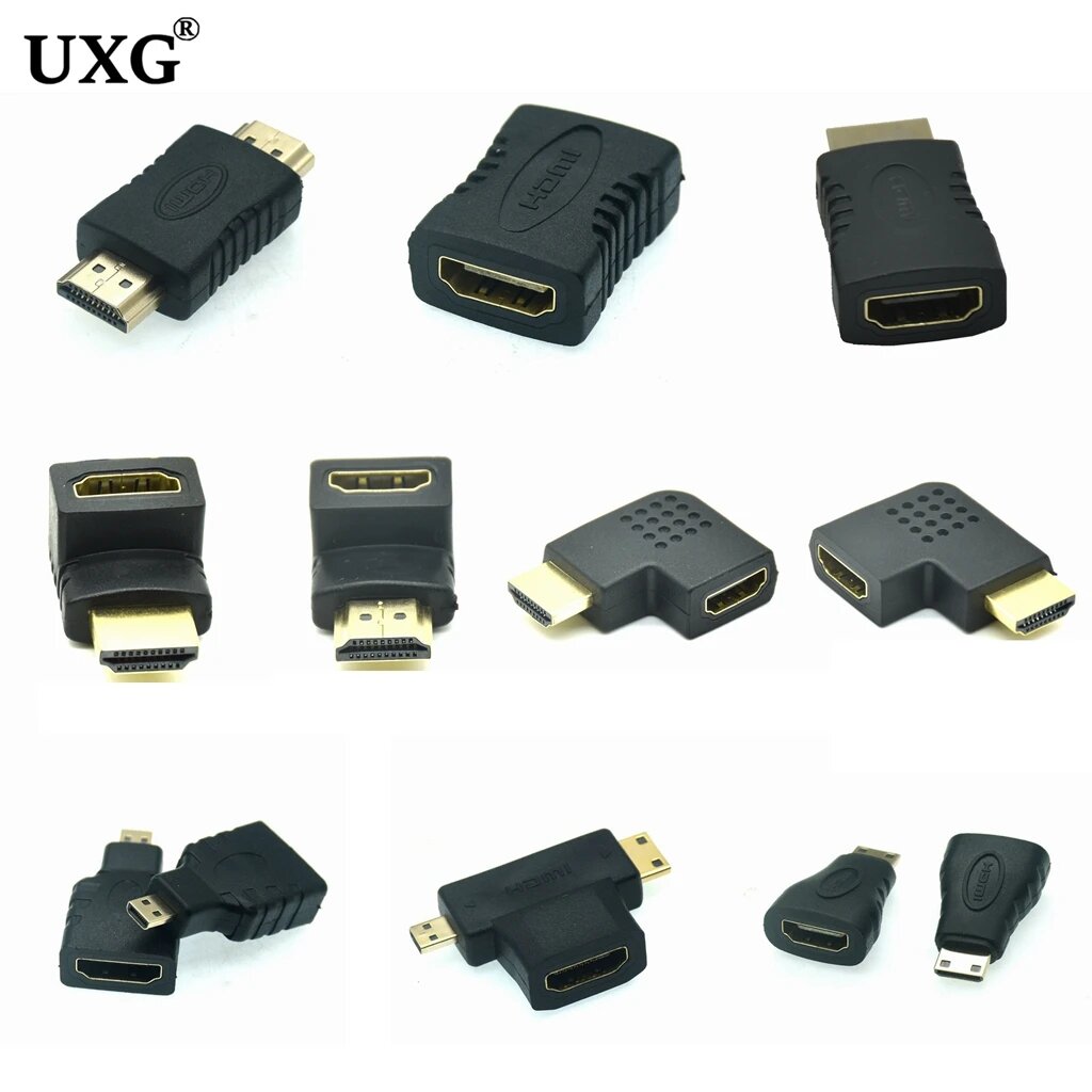 Переходник HDMI-совместимый кабель 90 угловой угол левый правый вверх вниз мужской женский удлинитель мини/микро для HDTV — фото 1