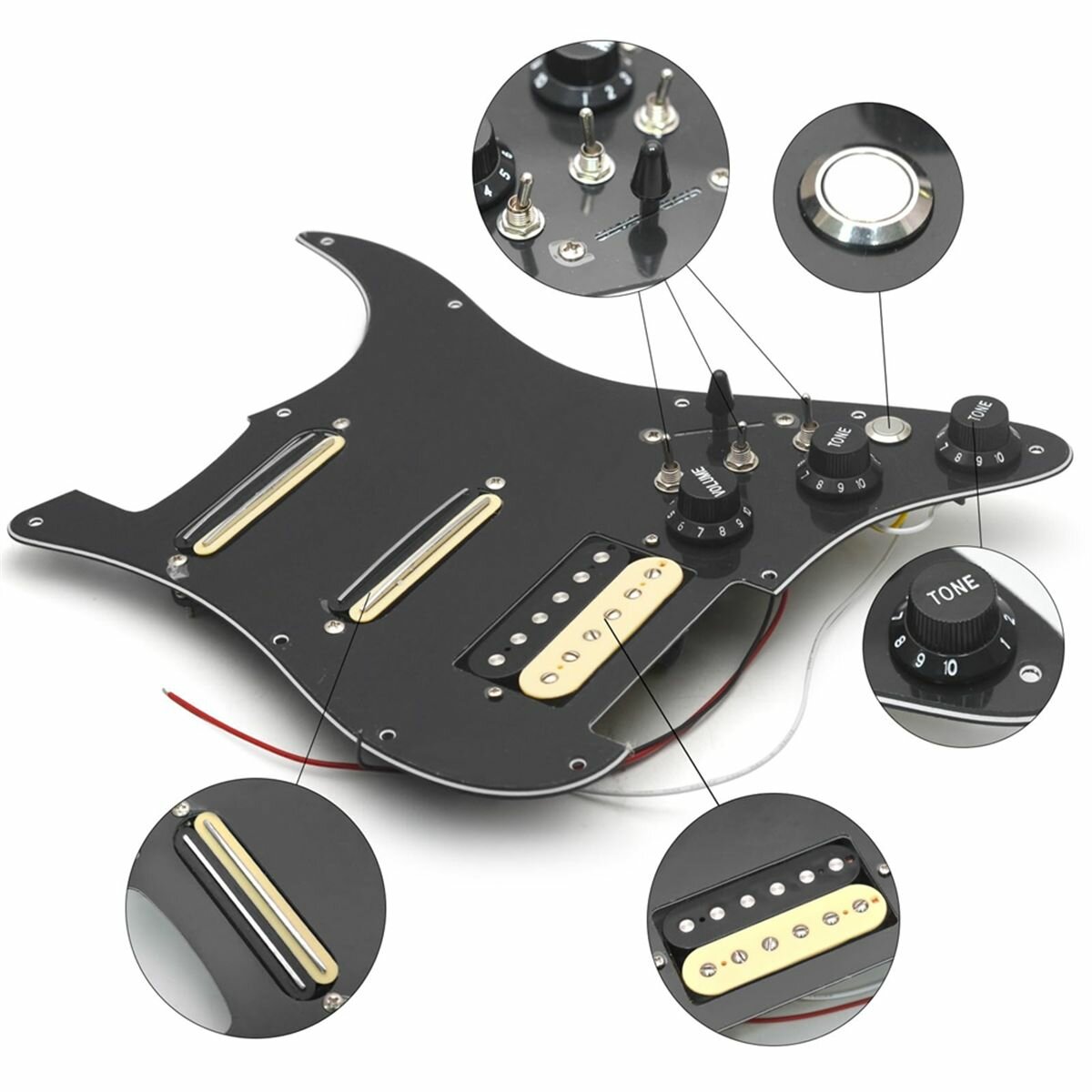 SSH Coil Splitting Pickguard для электрогитары 2 Mini Humbucker B