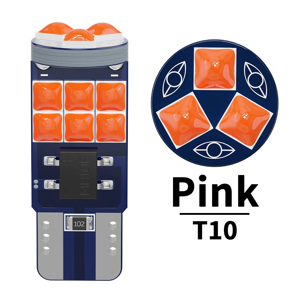 Розовые LED лампы T10, Pink, 15SMD