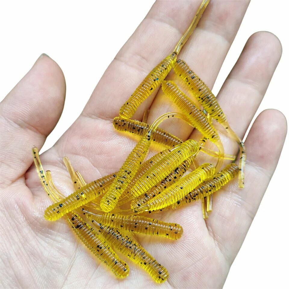 MUKUN Мини мягкие черви для рыбалки 10 шт Желтый, GD40 10pcs 08