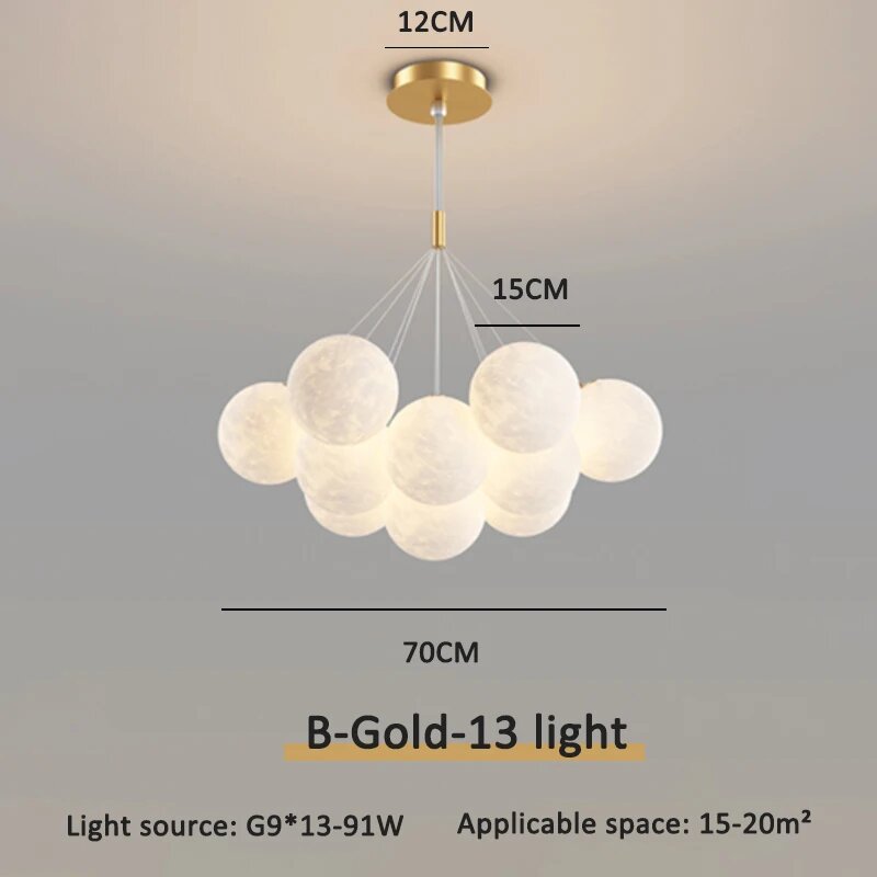 XIUAN 3D лунная люстра с пузырьками B Gold 13light 15cm