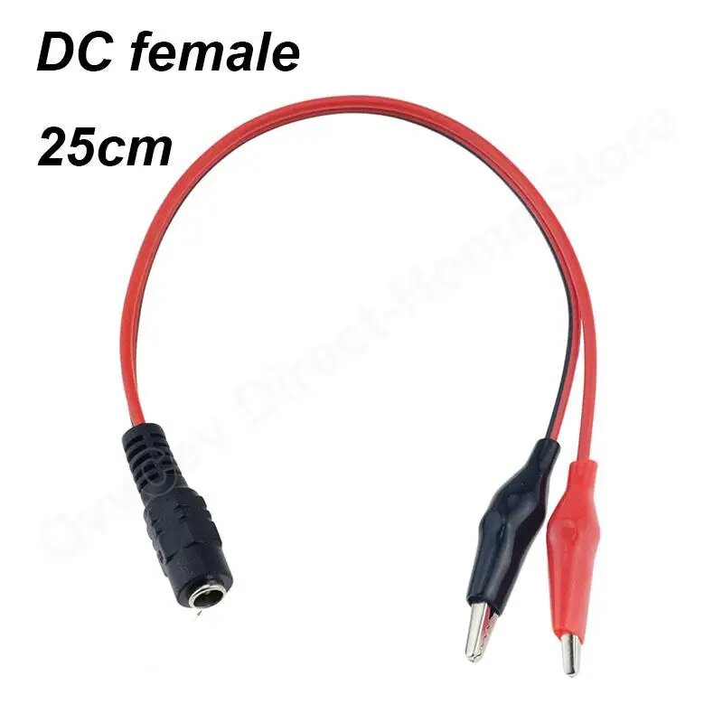 Провод с зажимами "крокодил", 5.5*2.1 мм, 2 шт 25cm female