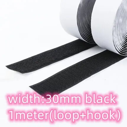 Пiesfule самоклеящаяся липучка 16/20/30/38/50/100 мм Черный, 30mm balck 1piar