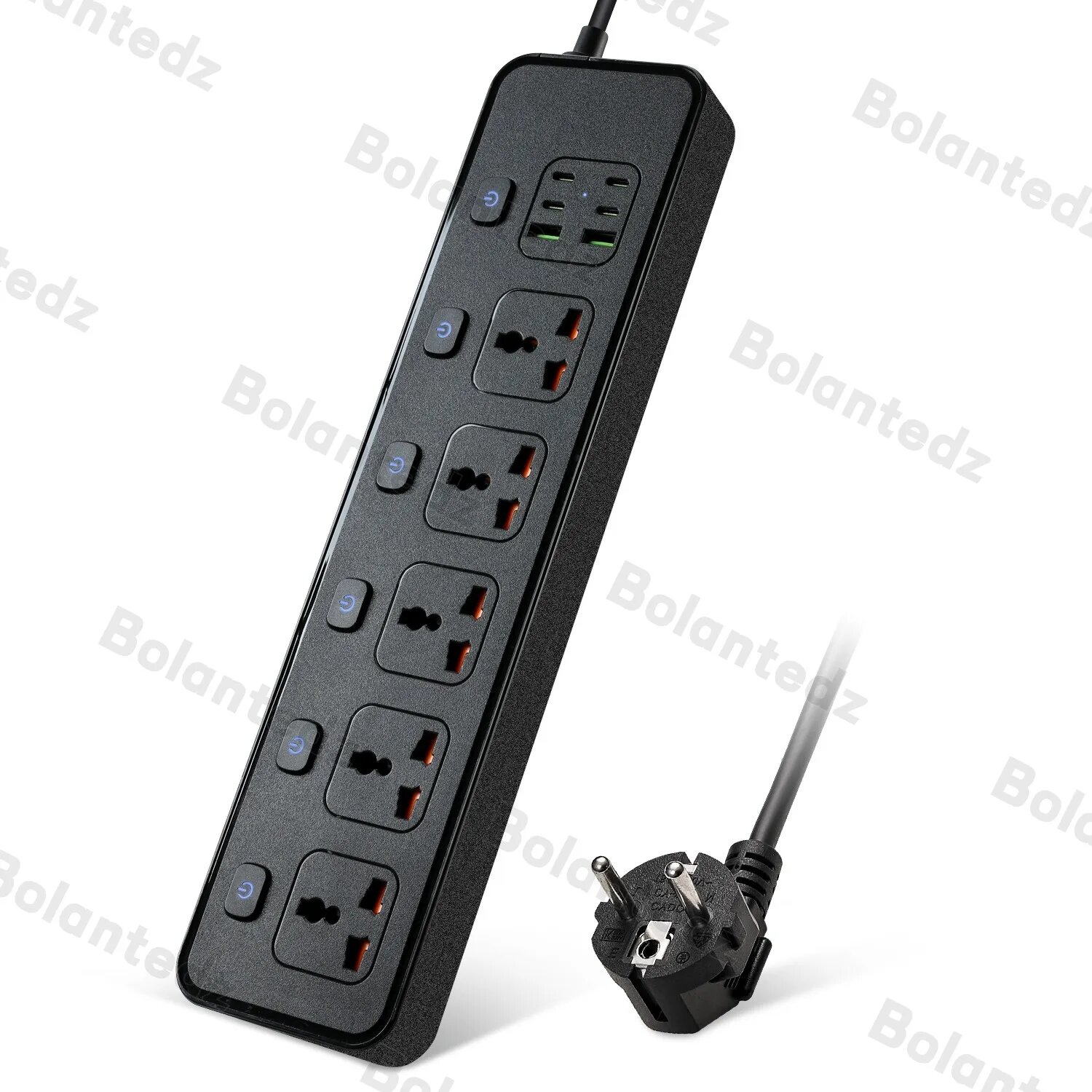 Удлинитель сетевой Bolantedz, 6 розеток, черный