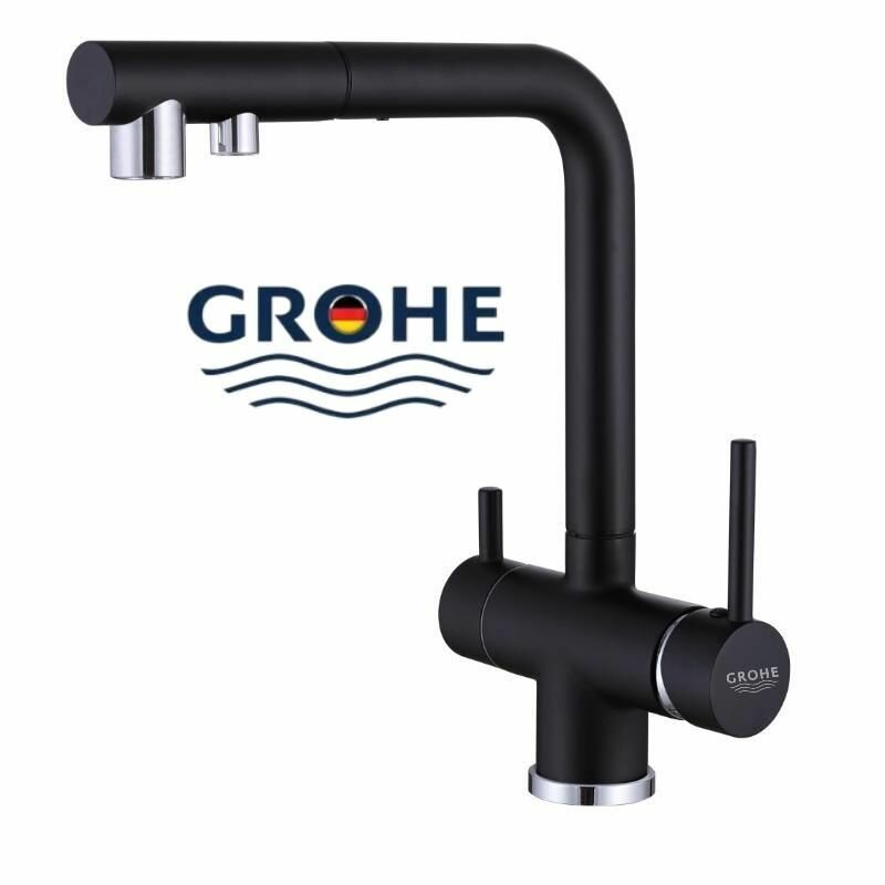 Grohe выдвижной смеситель для горячей и холодной воды, кухонная раковина, раковина для посудомоечной машины, смеситель с двойным