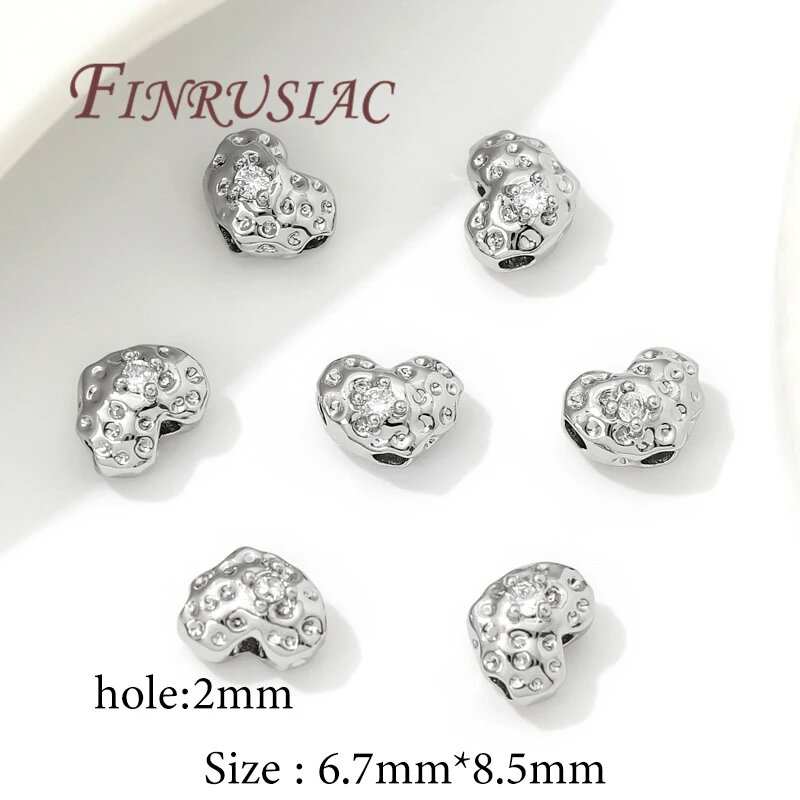 Разделители для бусин сердце, 6 шт, Rhodium Plated