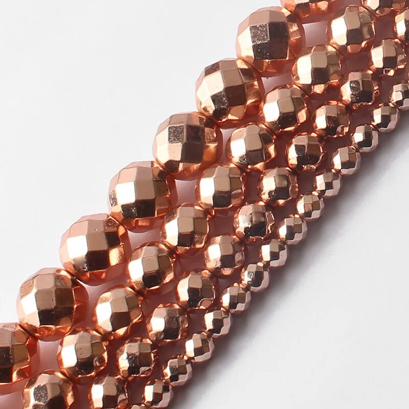 Граненые бусины из розового золота с гематитом GMB724 2/3/4/6/8/10 мм 2mm 170pcs beads, Rose Gold