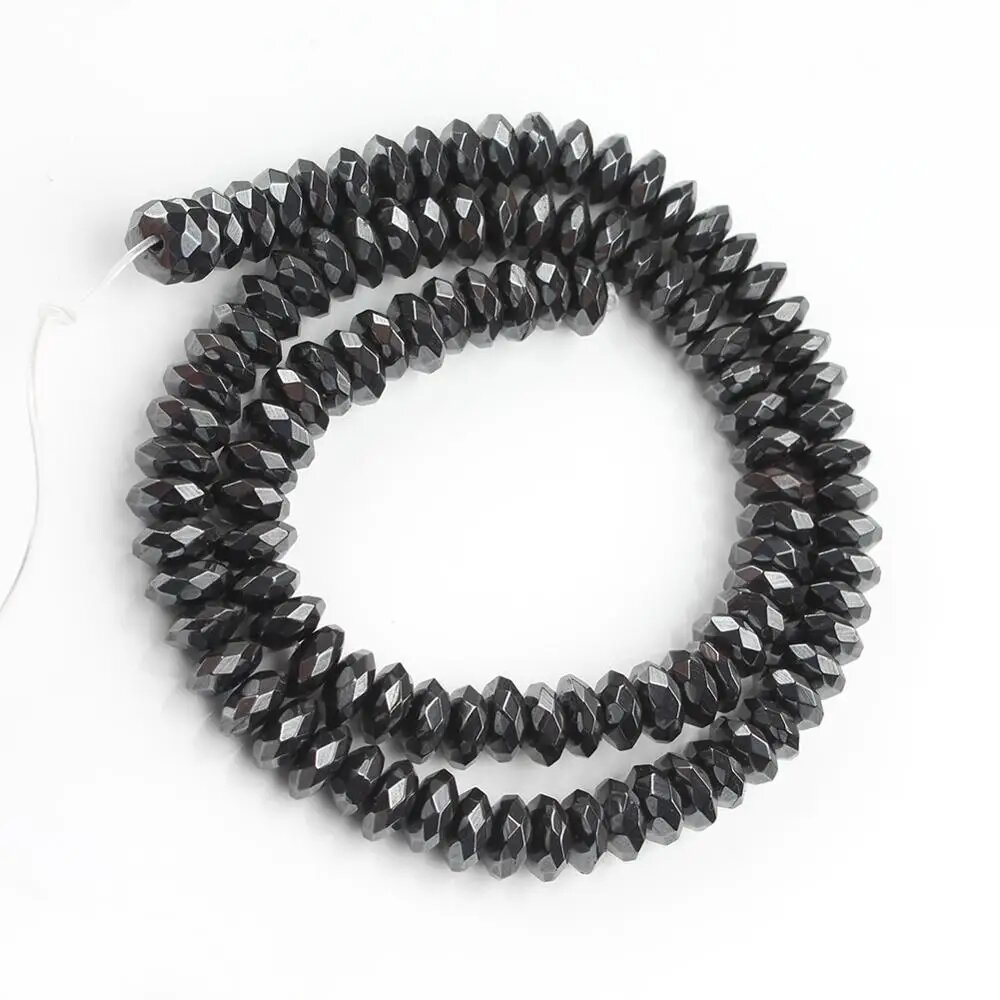 Бусины из гематита, 3x2 мм, Faceted Rondelle, черные