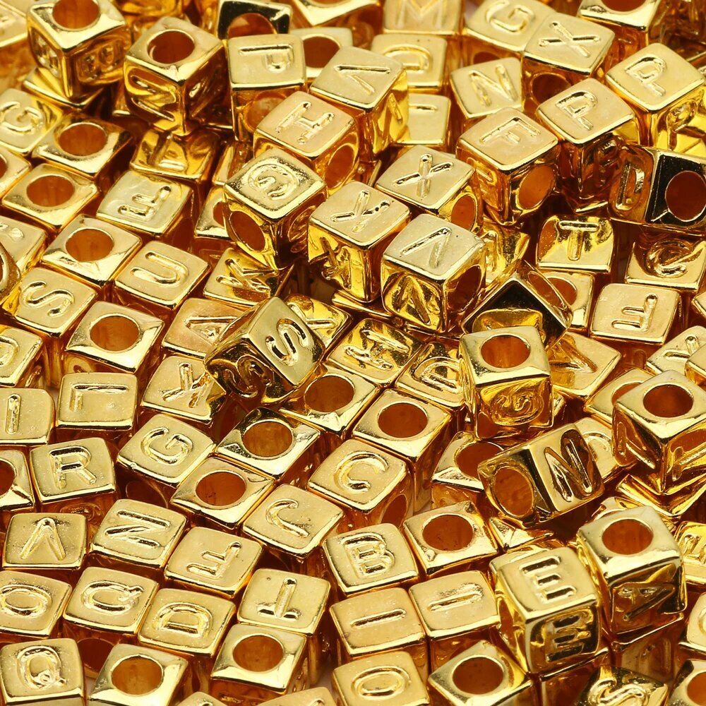 Акриловые квадратные бусины с буквами Laudsong 100 шт gold